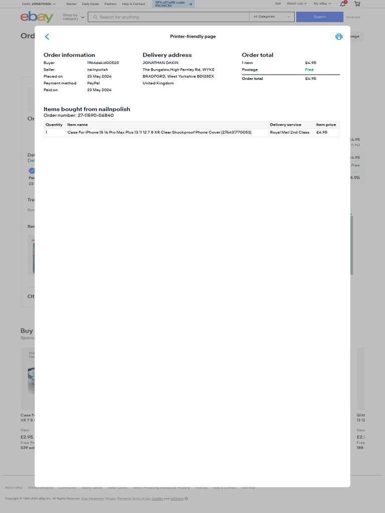 Order Details EBay | PDF