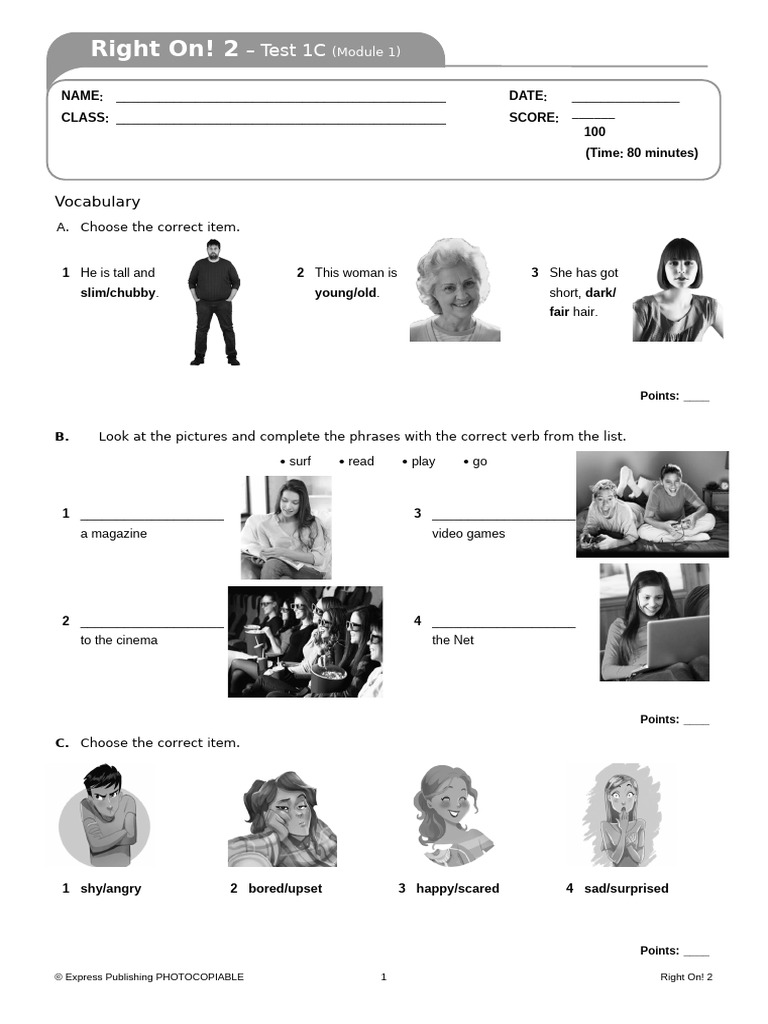 03 Right On 2 - Test 1C - Mod 1 | PDF