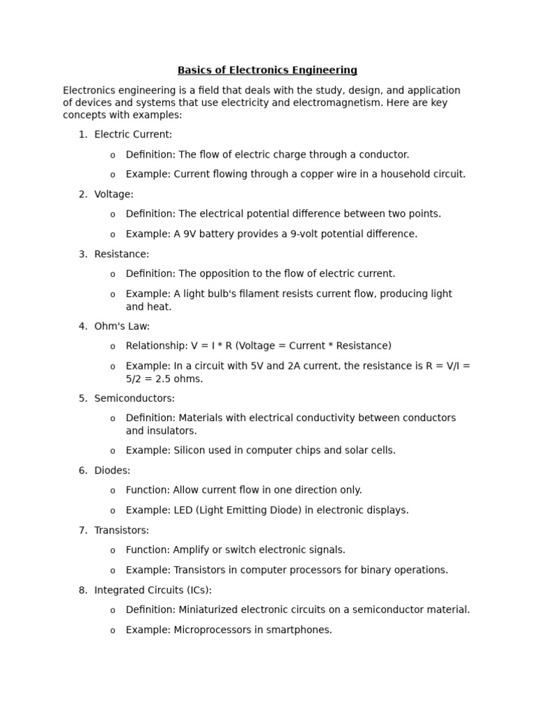 Basics of Electronics Engineering | PDF | Science & Mathematics