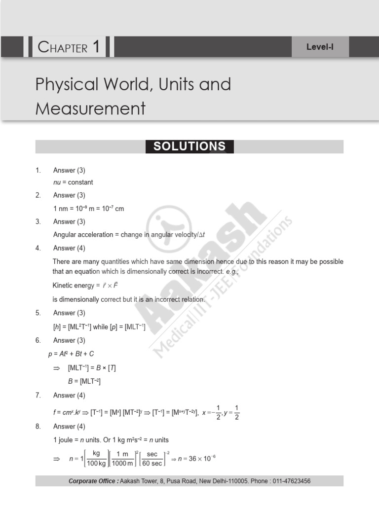 CLS ENG 24 25 XIII Phy Target 1 Level 1 Chapter 1 | PDF