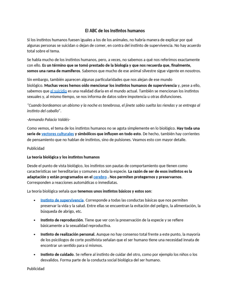 El ABC de Los Instintos Humanos | PDF