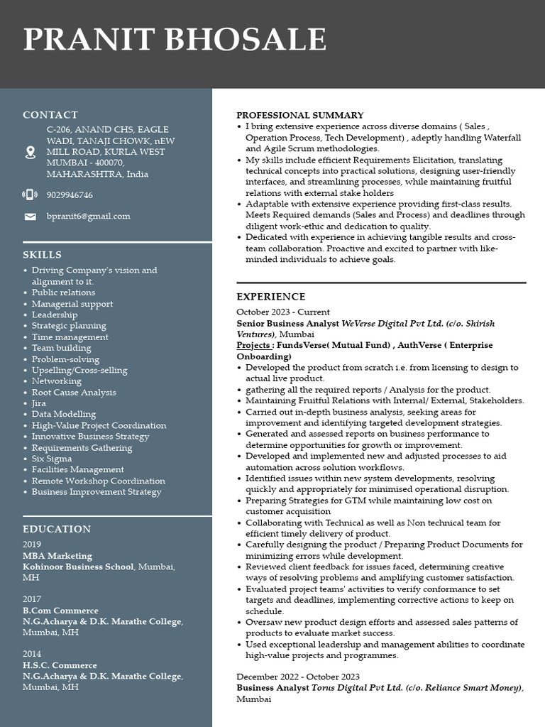 Pranit Bhosale CV 8 | PDF