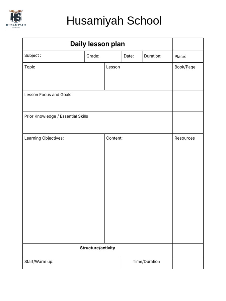 Daily Lesson Plan Template | PDF
