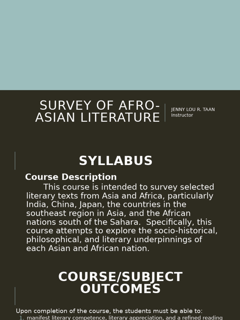 Survey of Afro Asian Literature | PDF