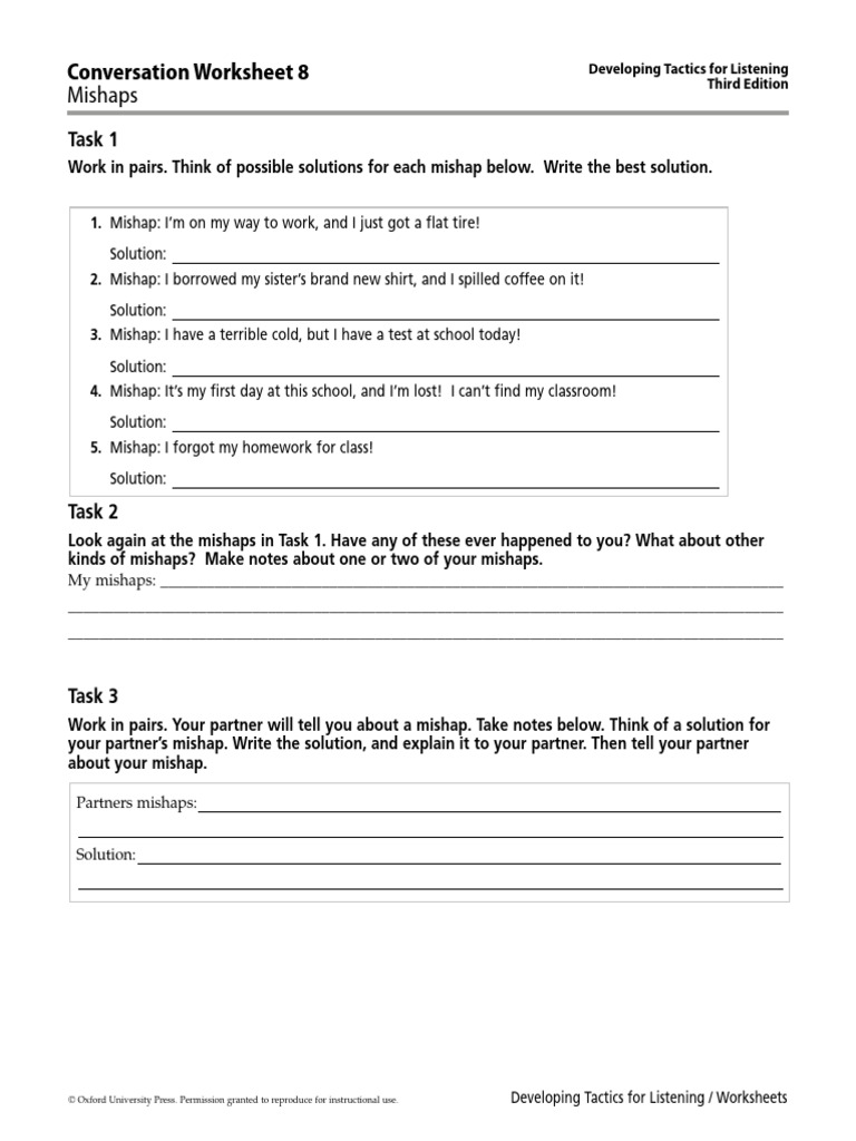 TFL_Worksheet_Developing_Conversation_Unit8 | PDF