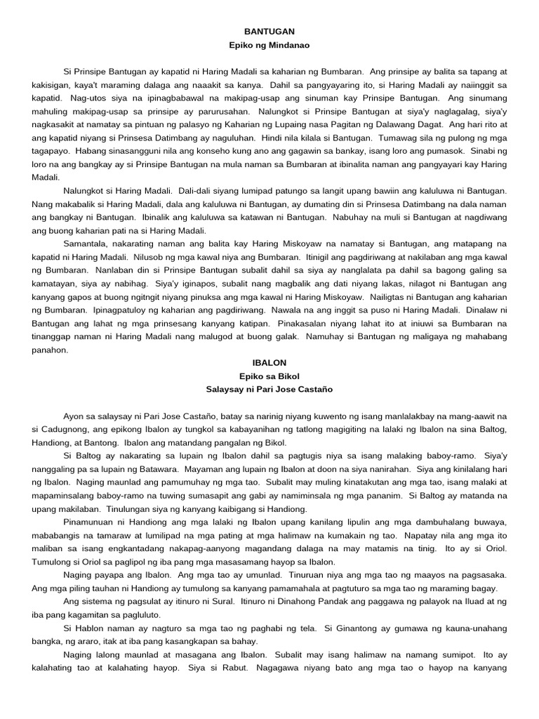 Epiko Handout | PDF