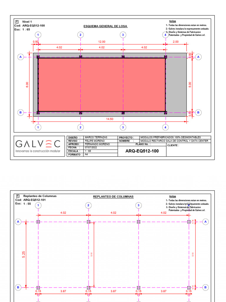 Plano Civil - CVL-EQ512-100 - Modulo Rectarco Sala de Control y Data Center - Planos Civiles ...