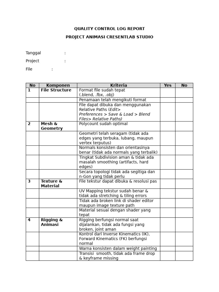 QUALITY CONTROL LOG REPORT | PDF