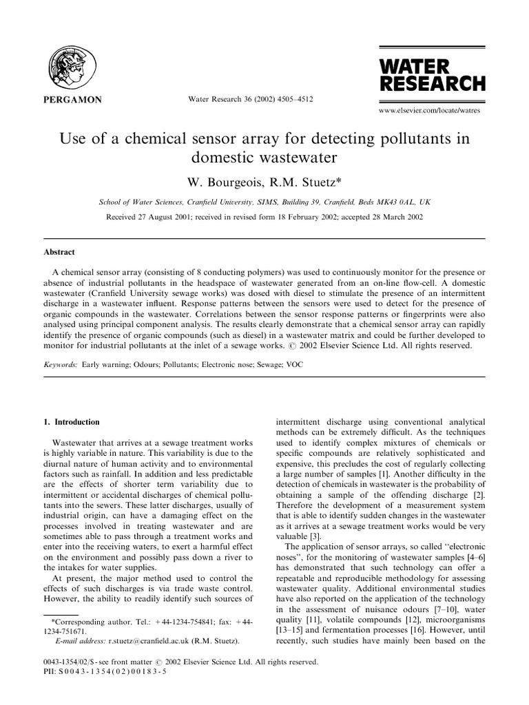 Use Of A Chemical Sensor Array For Detecting Pollutants In Pdf