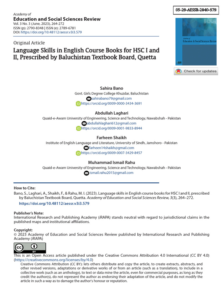 Language Skills in English Course Books For HSC I | PDF