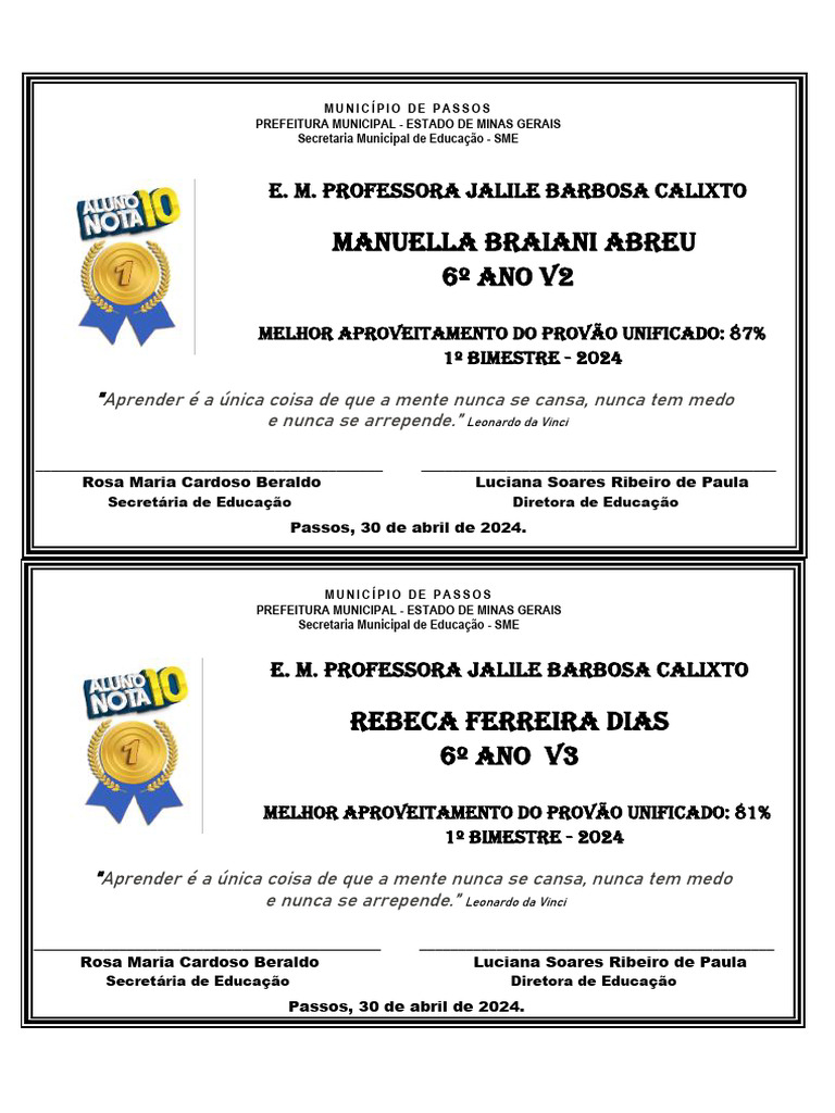 Jalile (3 Certificados) | PDF