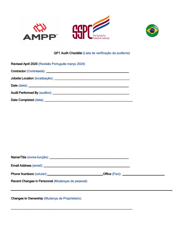 QP-Audit Check List-Form - English-Portuguese-10.03.24 | PDF