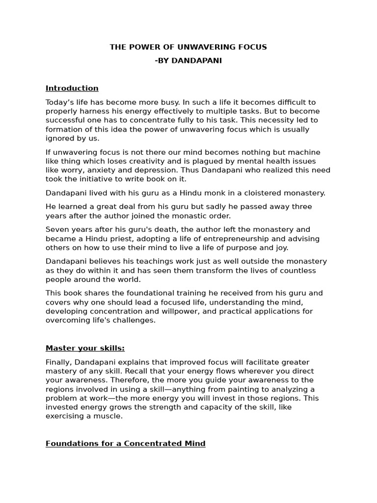 The Power of Unwavering Focus Rough | PDF