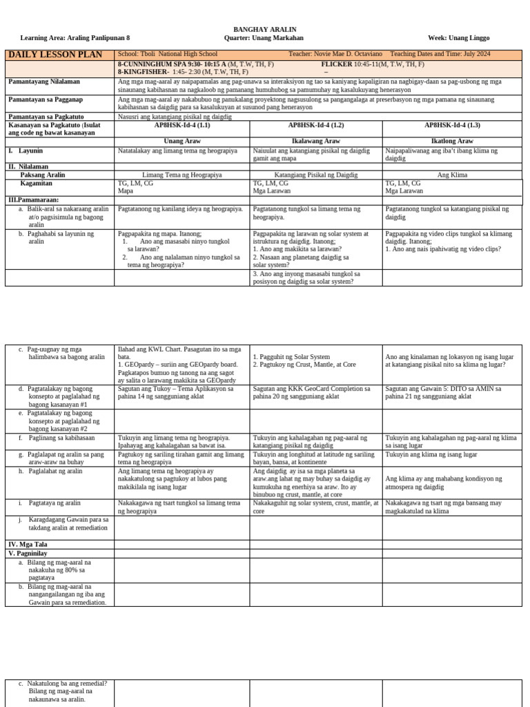 Ap8 DLP New | PDF | Cognition | Teaching