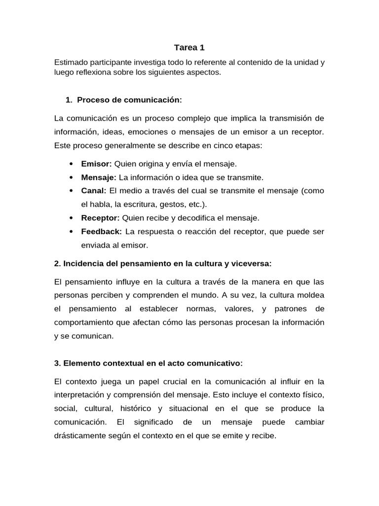 Español 1 Tarea 1 | PDF