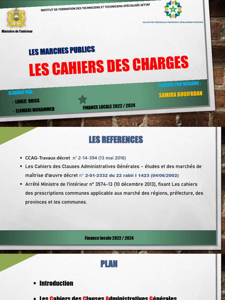 Les Marchés Publics - Les Cahiers Des Charges 2024 | PDF