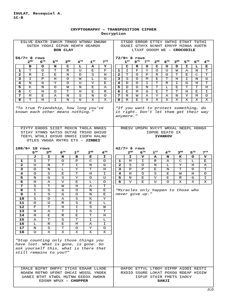 Cryptography Transposition Cipher | PDF | Security Engineering | Cryptography