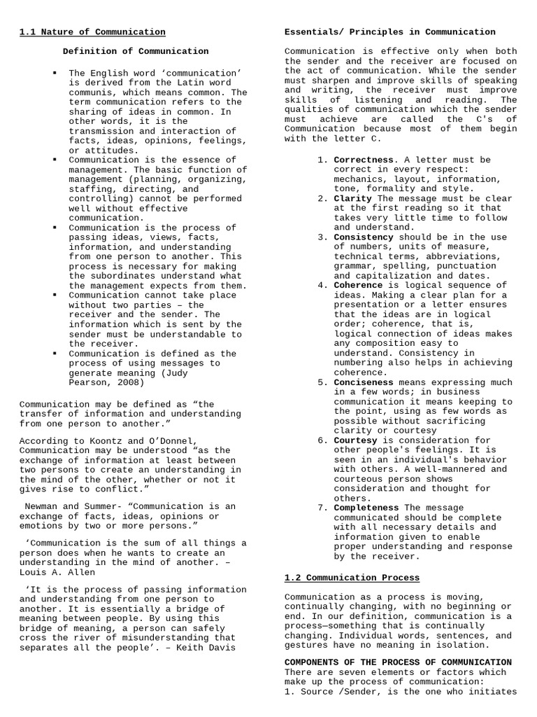 Module 1 Communication Process Elements Principles Pdf
