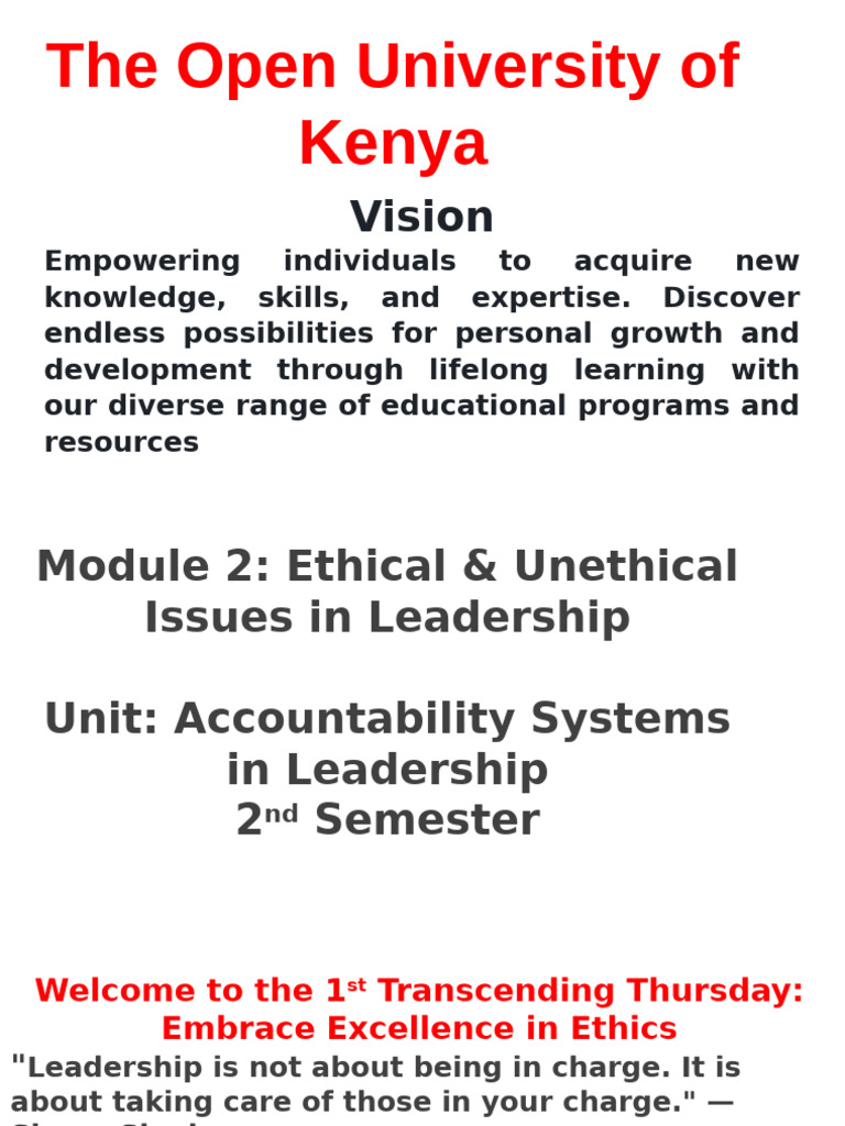 Module 3 - Accountability Systems in Leadership - Cohort 1 Semester 2 | PDF