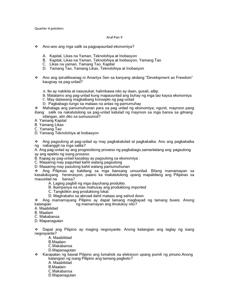 Quarter 4 Pointers Pdf