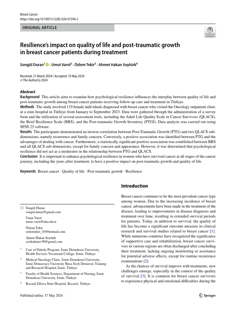 B040. Resilience's Impact On Quality of Life and Post Traumatic | PDF