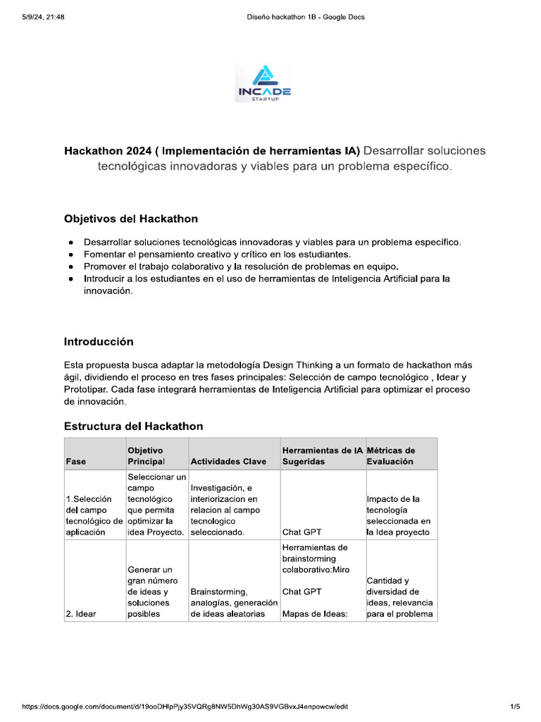 Planificacion hackathon 2024 | PDF