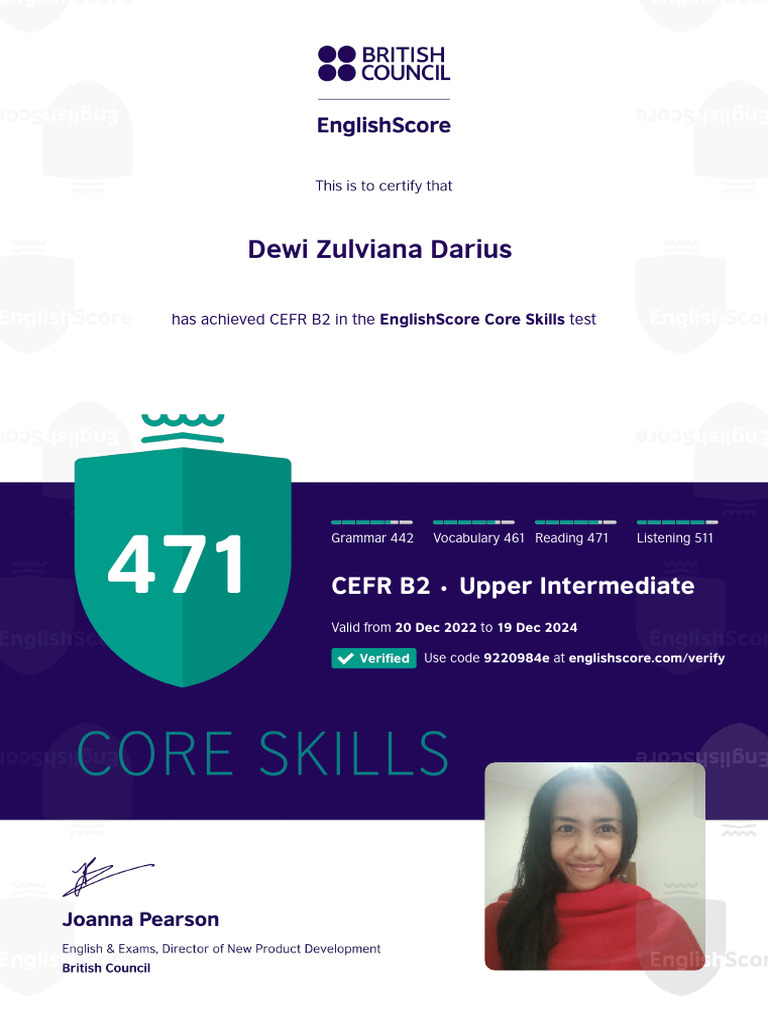 EnglishScore CEFR B2 Certification | PDF