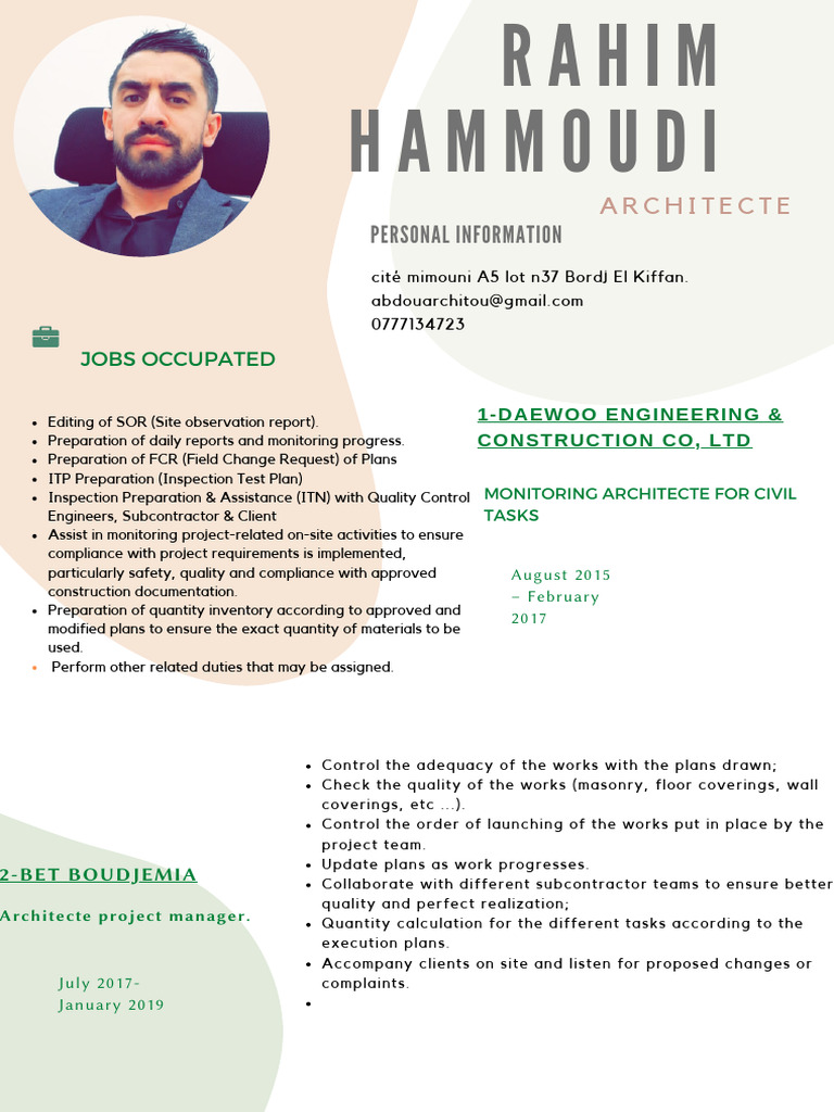 CV Hammoudi Rahim English | PDF
