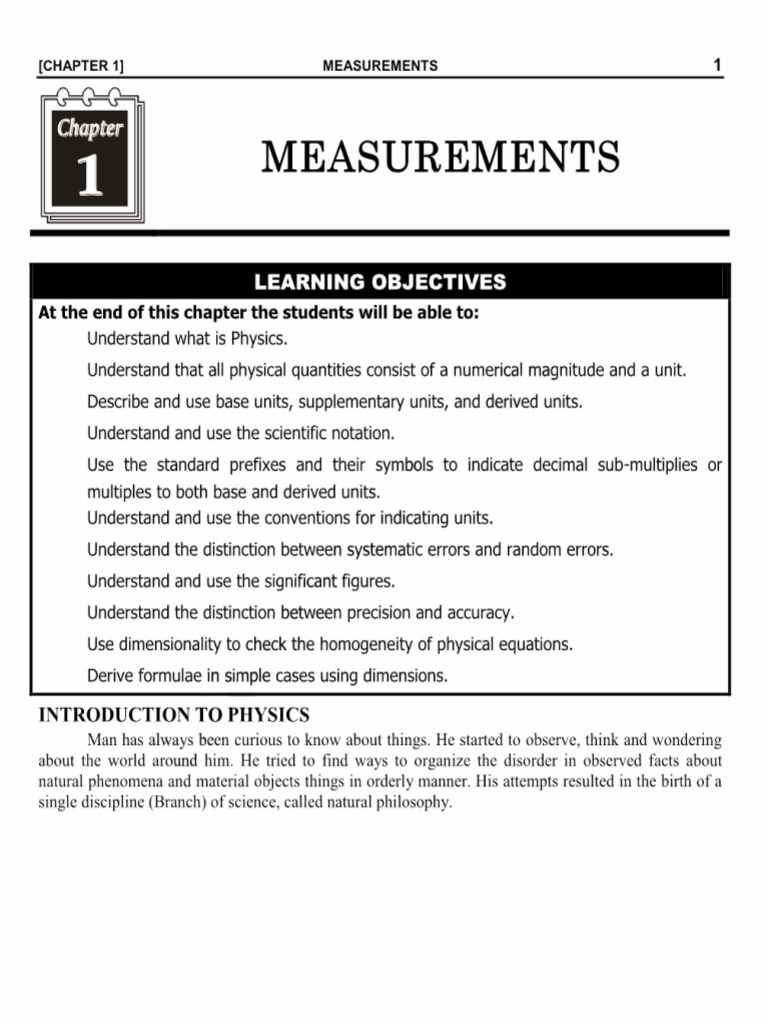 Chapter 1 Physics Notes 11th Class | PDF
