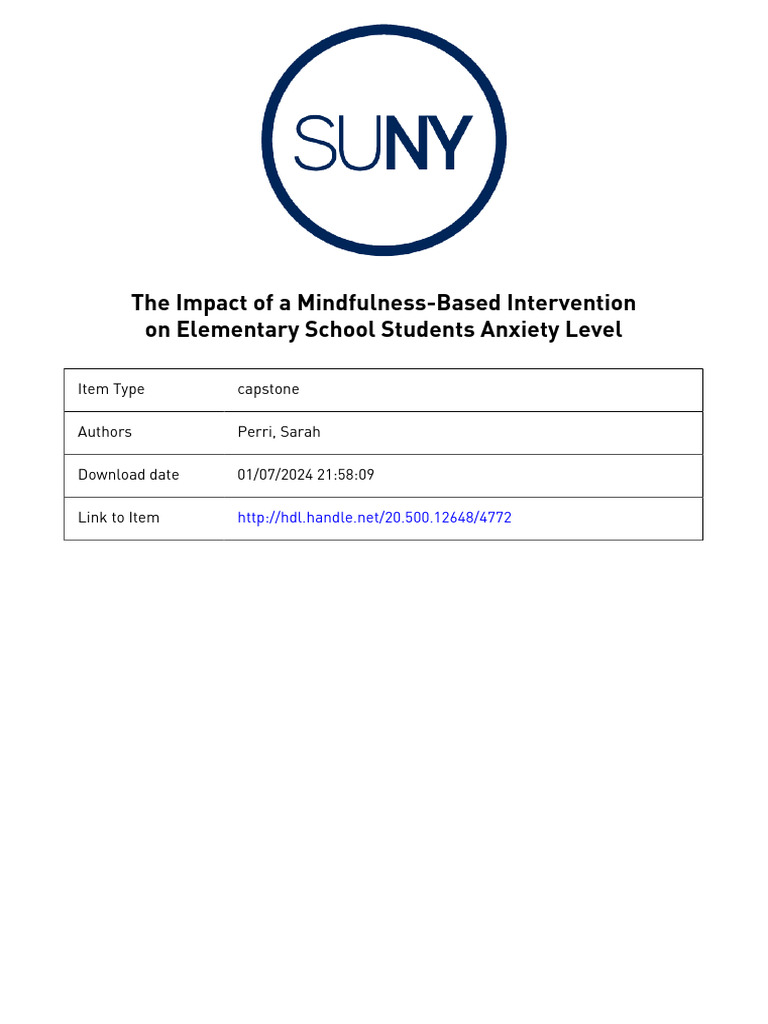 B209. The Impact of A Mindfulness-Based Intervention | PDF