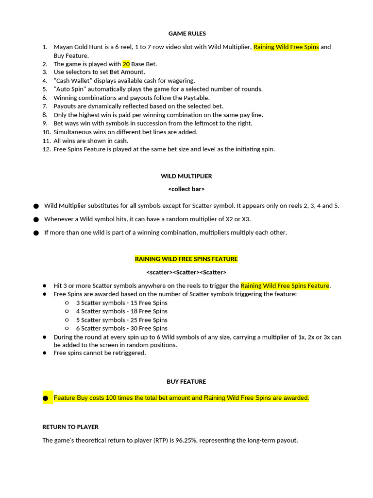 Mayan Gold Hunt Game - V1.0 | PDF