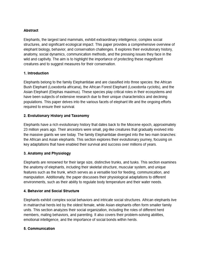 Elephant Biology and Conservation Insights | PDF | Elephant ...