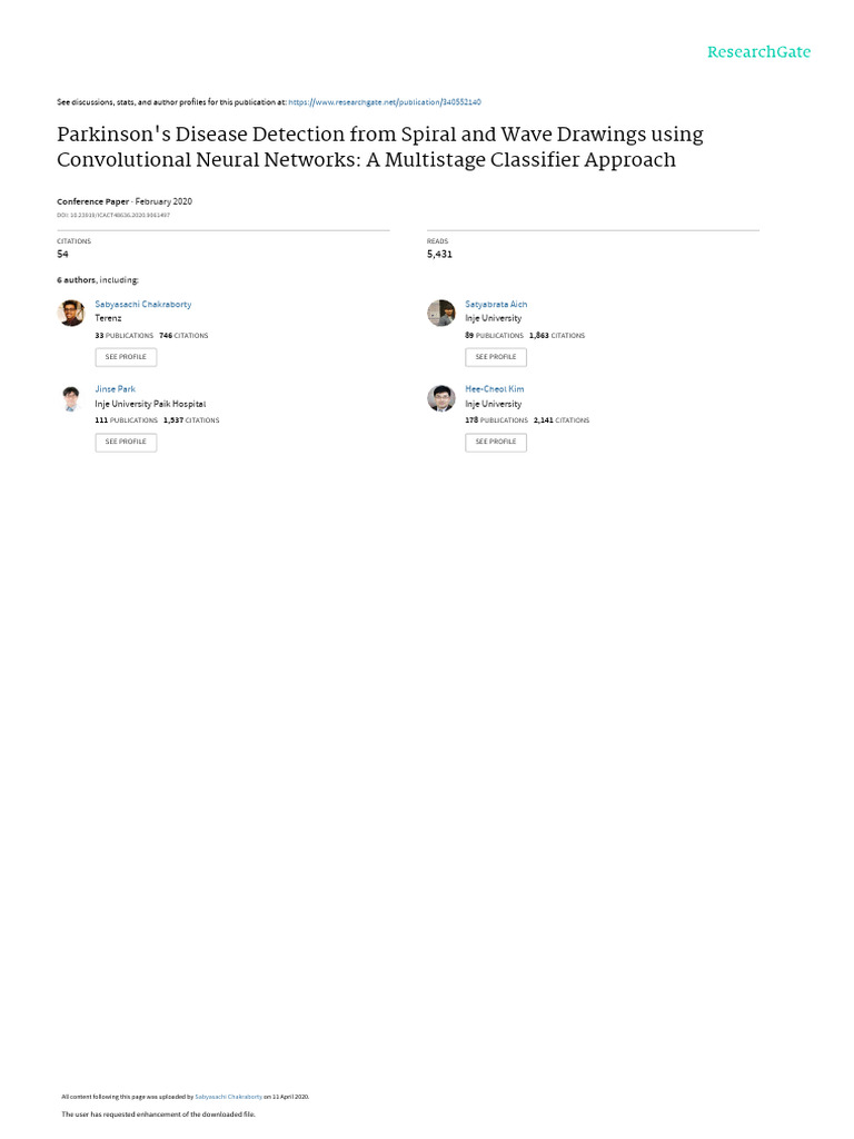 Parkinsons Disease Detectionfrom Spiraland Wave Drawingsusing Convolutional Neural Networks ...