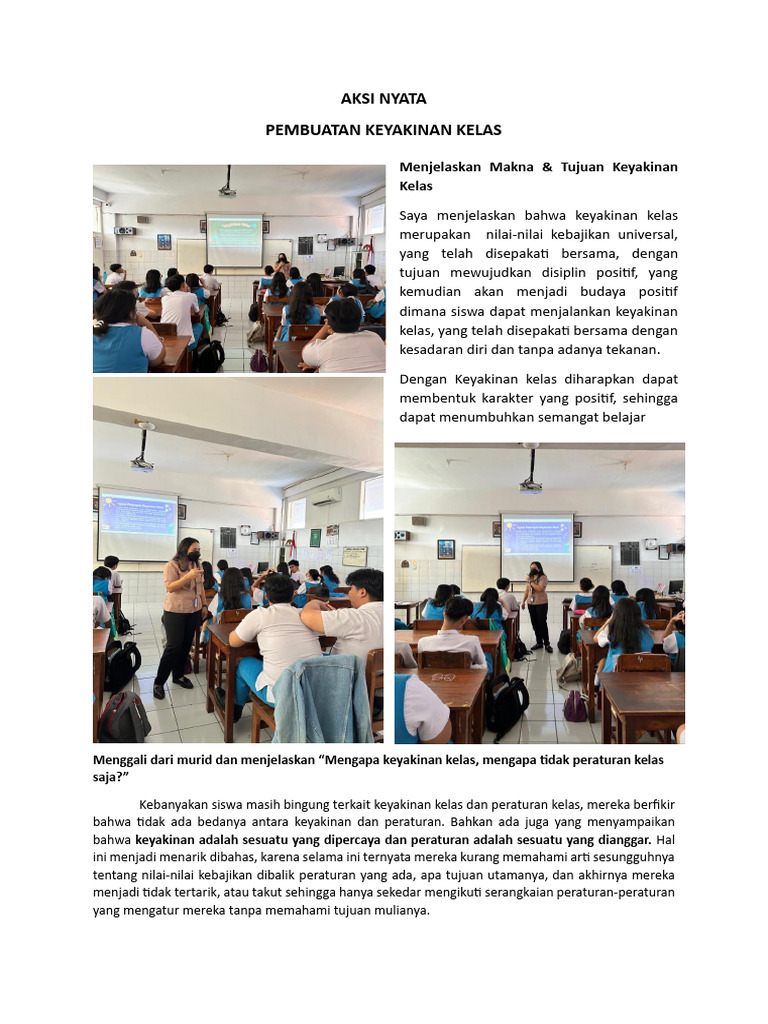 Contoh Aksi Nyata Keyakinan Kelas PMM | PDF