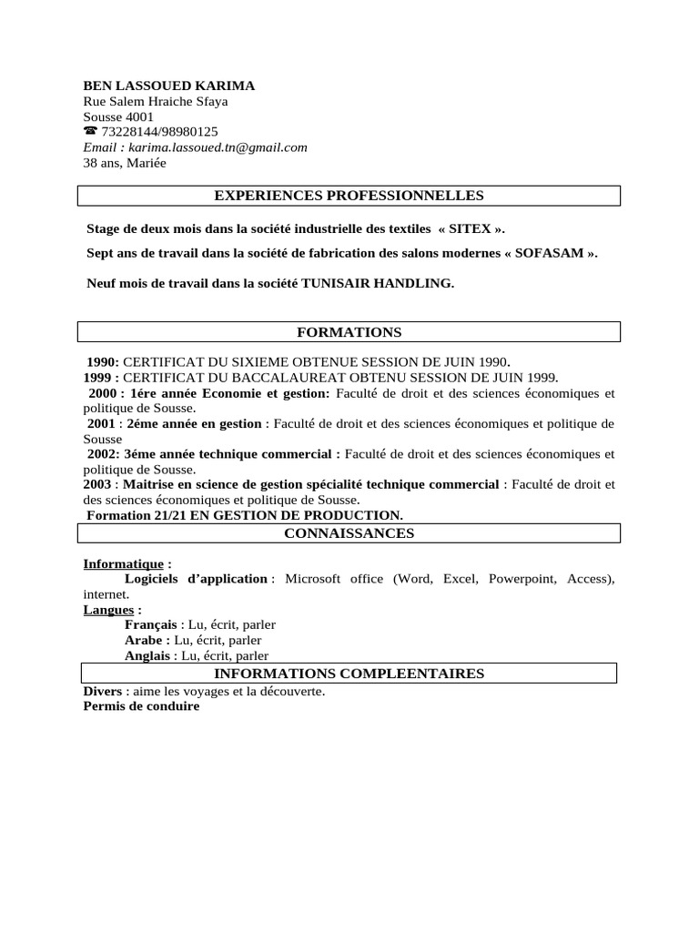 CV Karima | PDF
