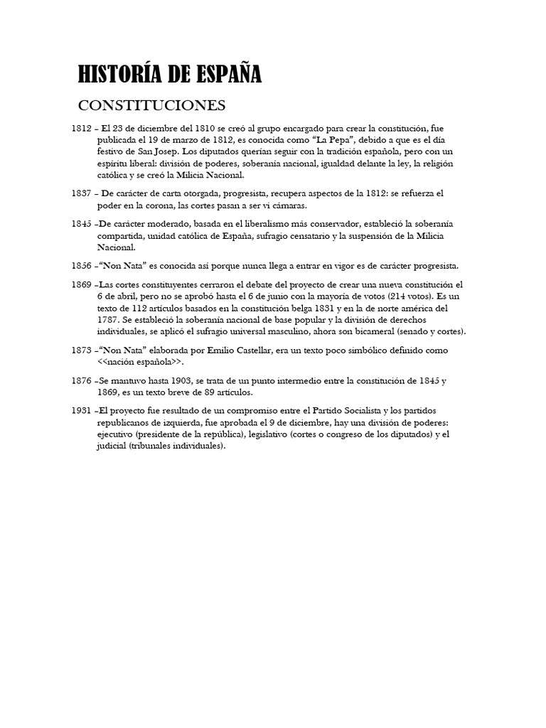 Historía De España Constituciones Pdf