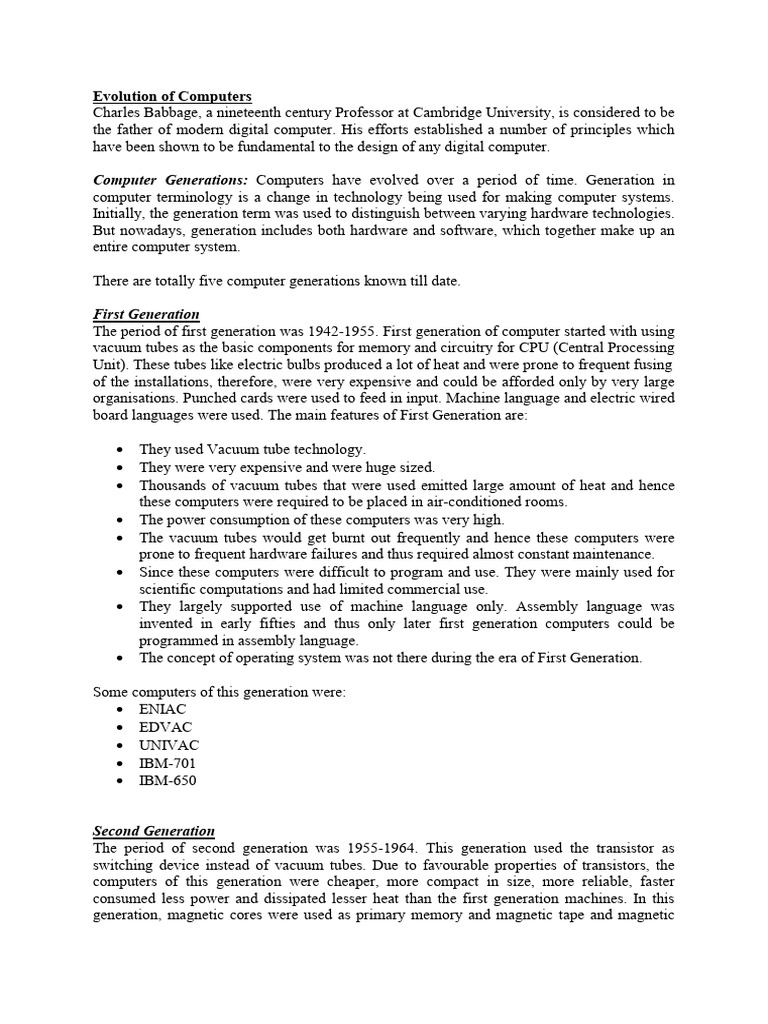 Computer Generations | PDF