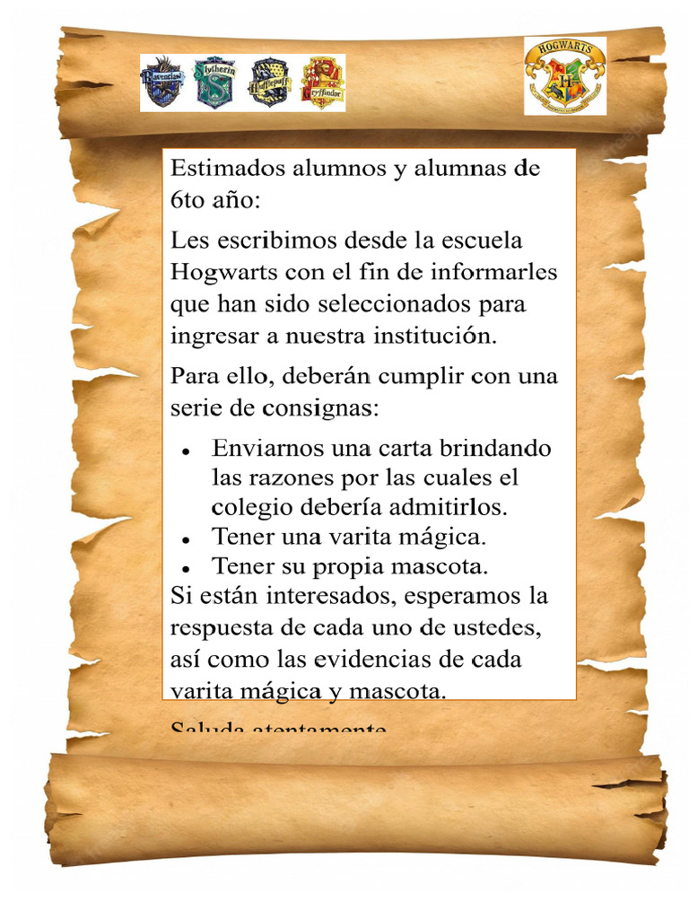 carta harry potter.docx | PDF