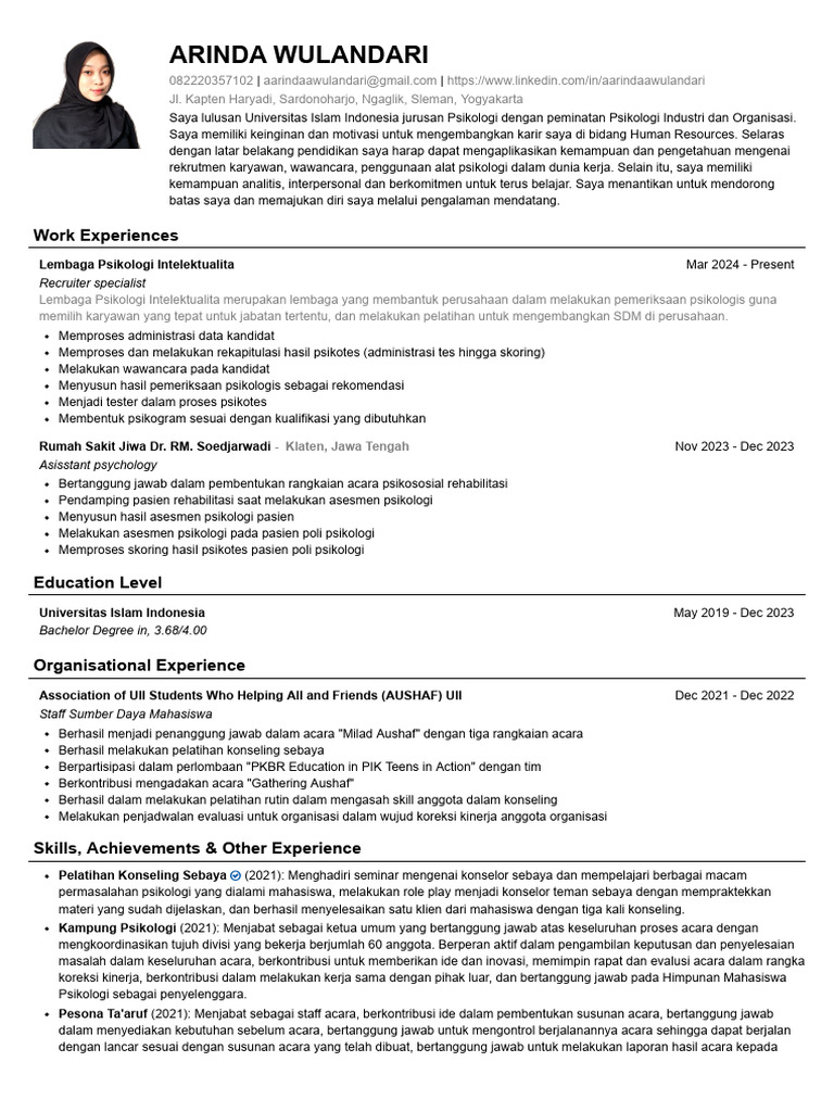 Arinda Wulandari-Resume | PDF