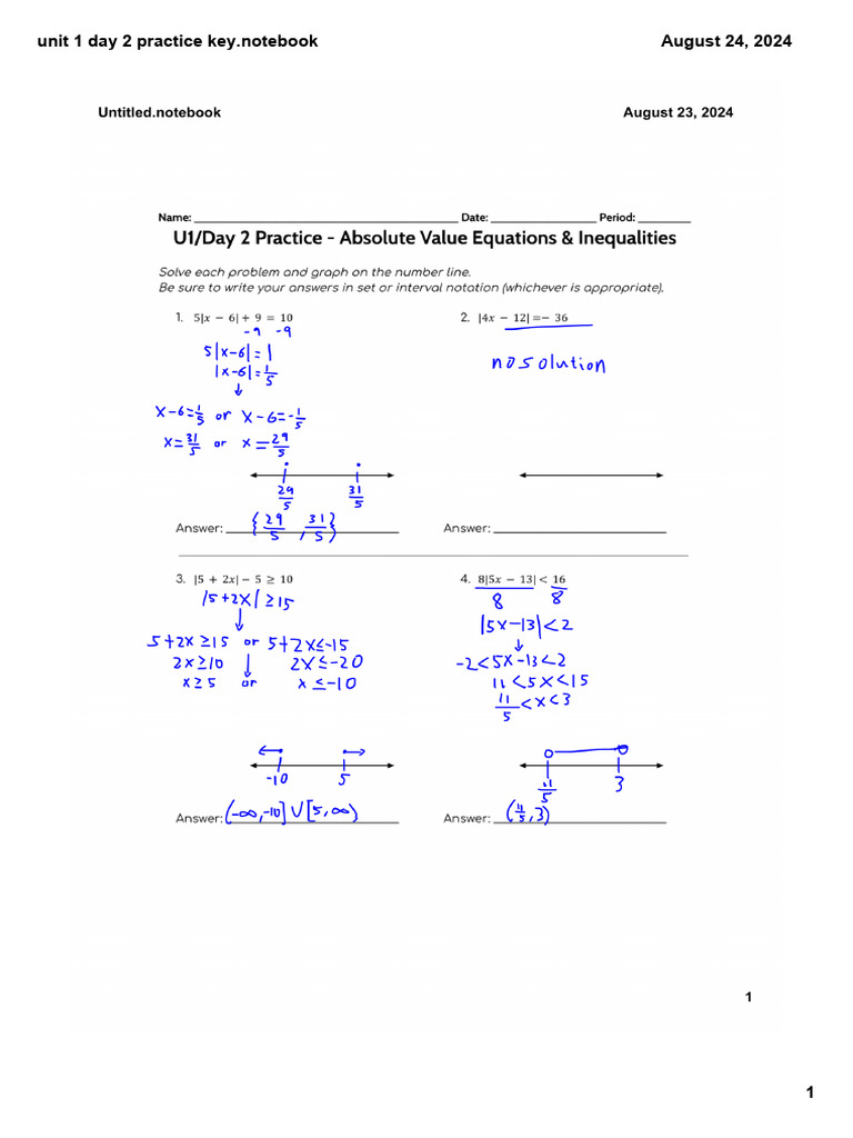 Unit 1 Practice Day 2 Key | PDF