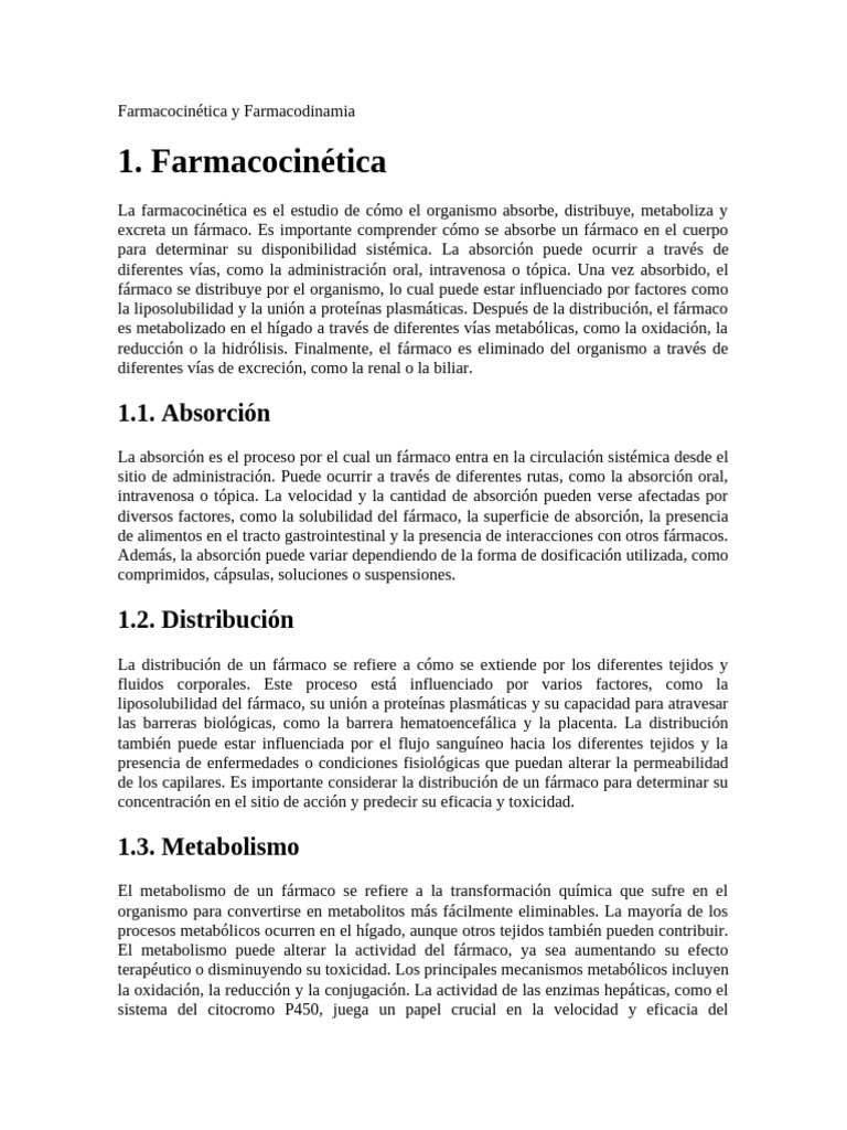 Farmacocinética y Farmacodinamia | PDF