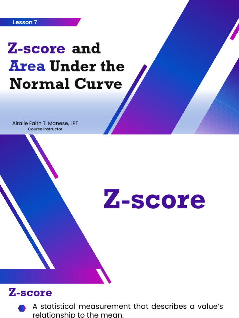 Z-Score and Area Under The Normal Curve | PDF