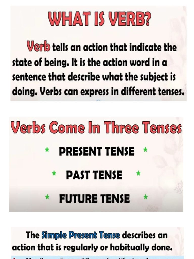 Simple Tenses of The Verb (Past, Present, Future) | PDF