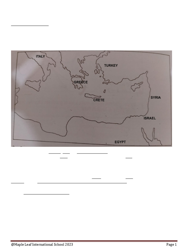 Chapter - 7 Ancient Greece The Minoan Civilization 1. On The Map of The ...