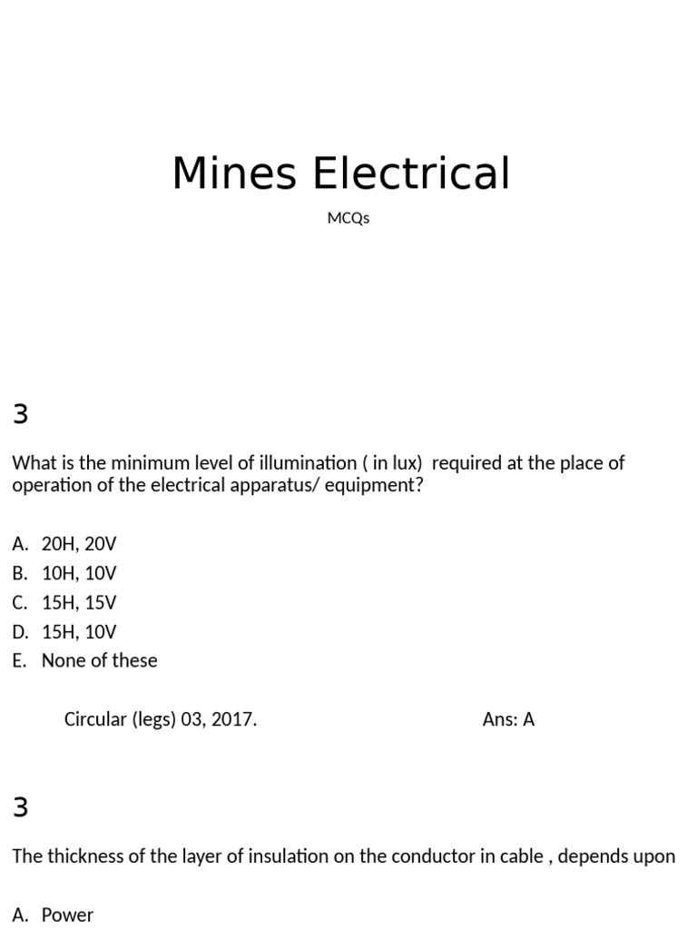 Mine Electrical Related | PDF