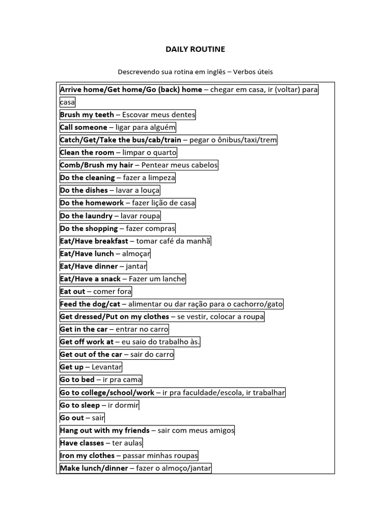 DAILY ROUTINE VOCABULARY | PDF