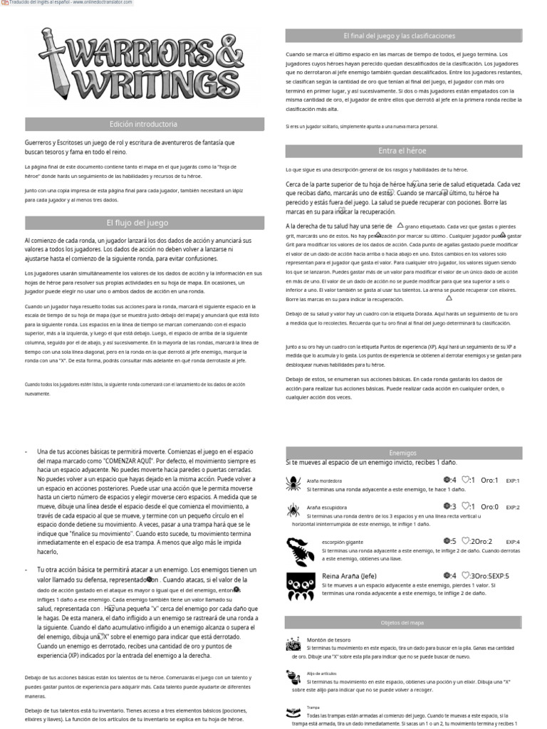 Warriors & Writings Demo V1.2.en - Es | PDF