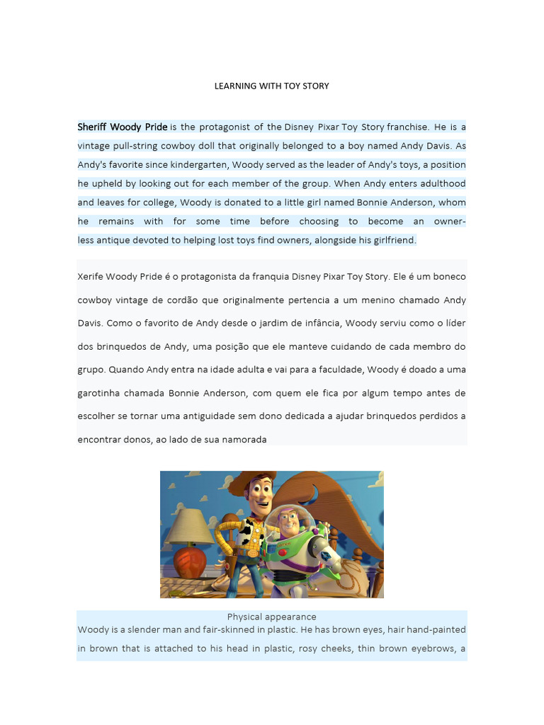 Learning With Toy Story | PDF