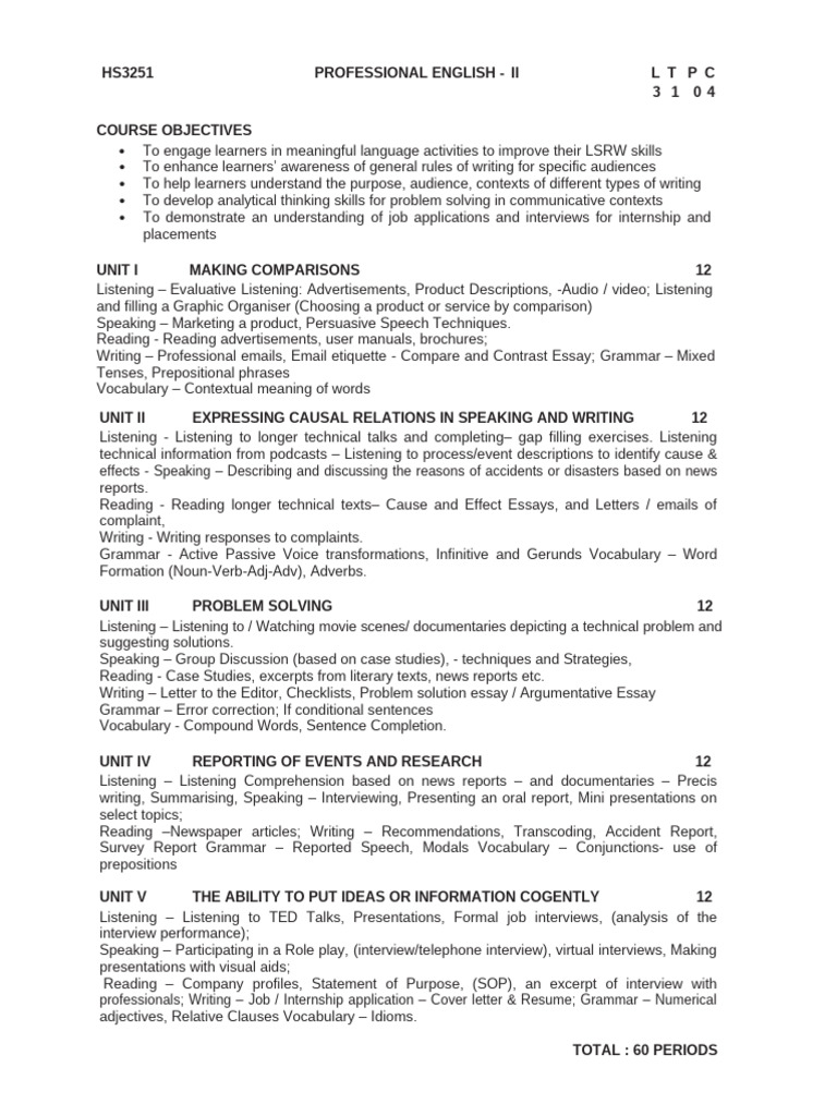 hs3251 Syllabus | PDF