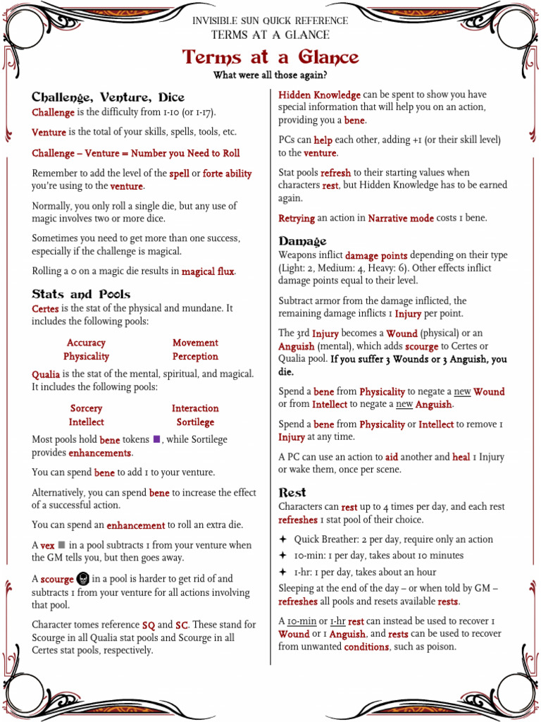 Invisible_Sun_Quick_Reference | PDF